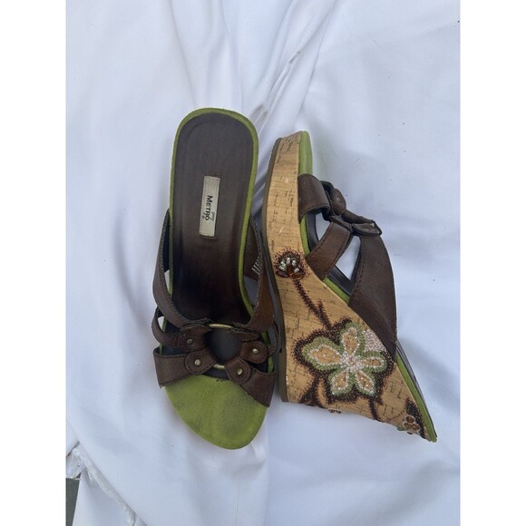Metro7 | Shoes | Vtg Y2k Metro 7 Womens Miranda Floral Beaded Heel ...